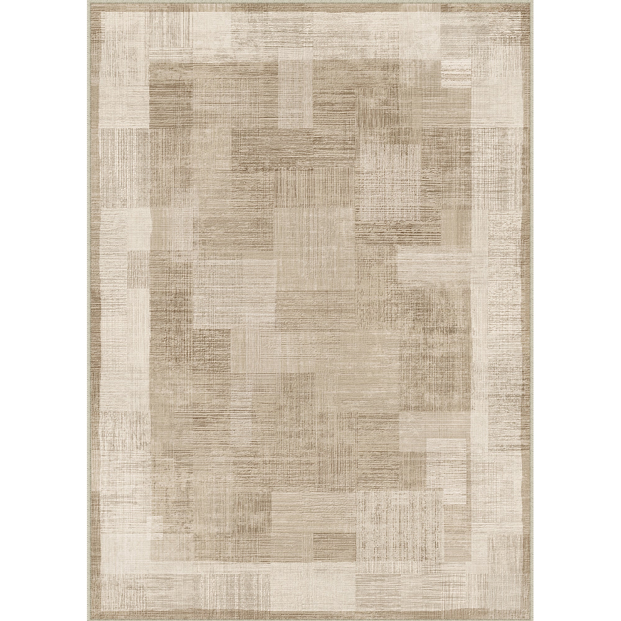 Poetic Modern Grid Pattern Brown Washable Area Rug – PureCozy
